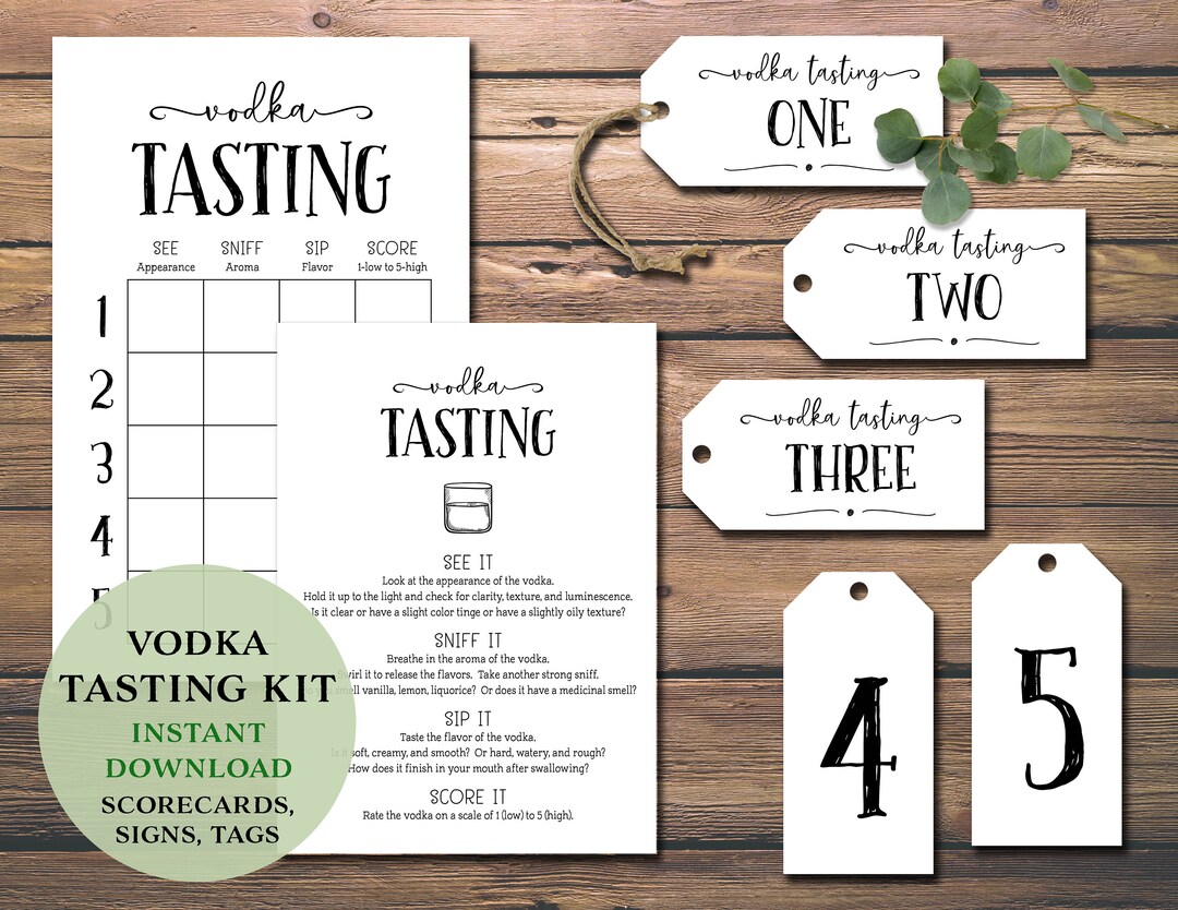 Vodka Tasting Party Kit. Instant Download Printable. Scorecard, Place ...