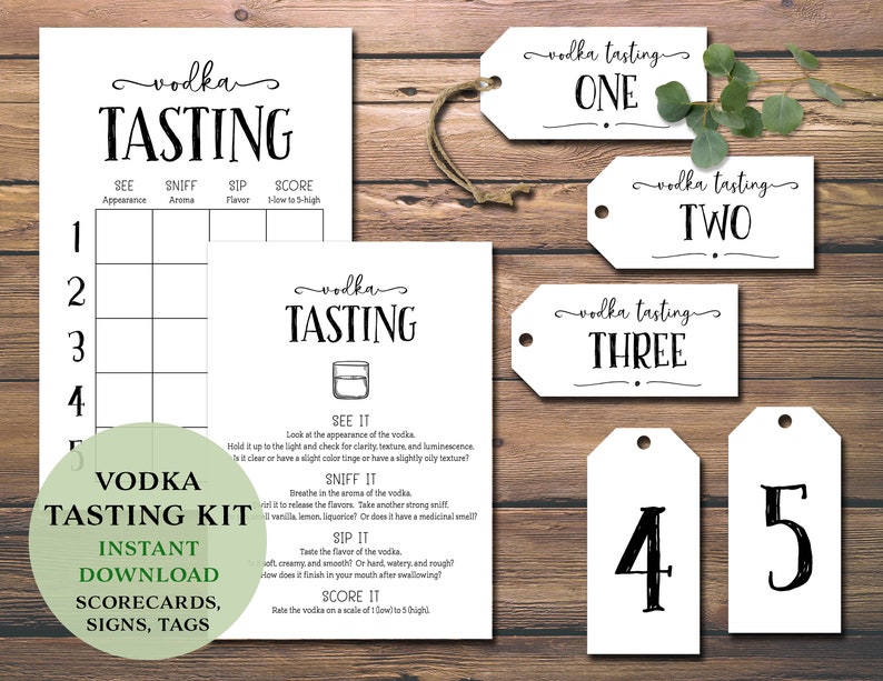 Vodka Tasting Party Kit. Instant Download Printable. - Etsy