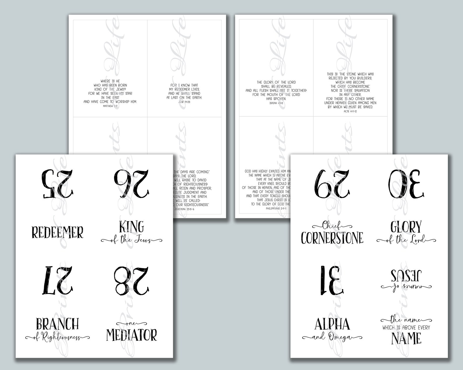 Names of Jesus Scripture Cards. Instant Download Printable. - Etsy