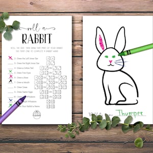 Roll a Rabbit Dice Game. Instant Download Printable. Easter Coloring ...
