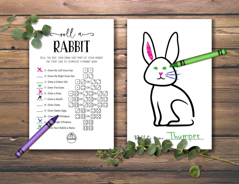 Roll a Rabbit Dice Game. Instant Download Printable. Easter Coloring ...