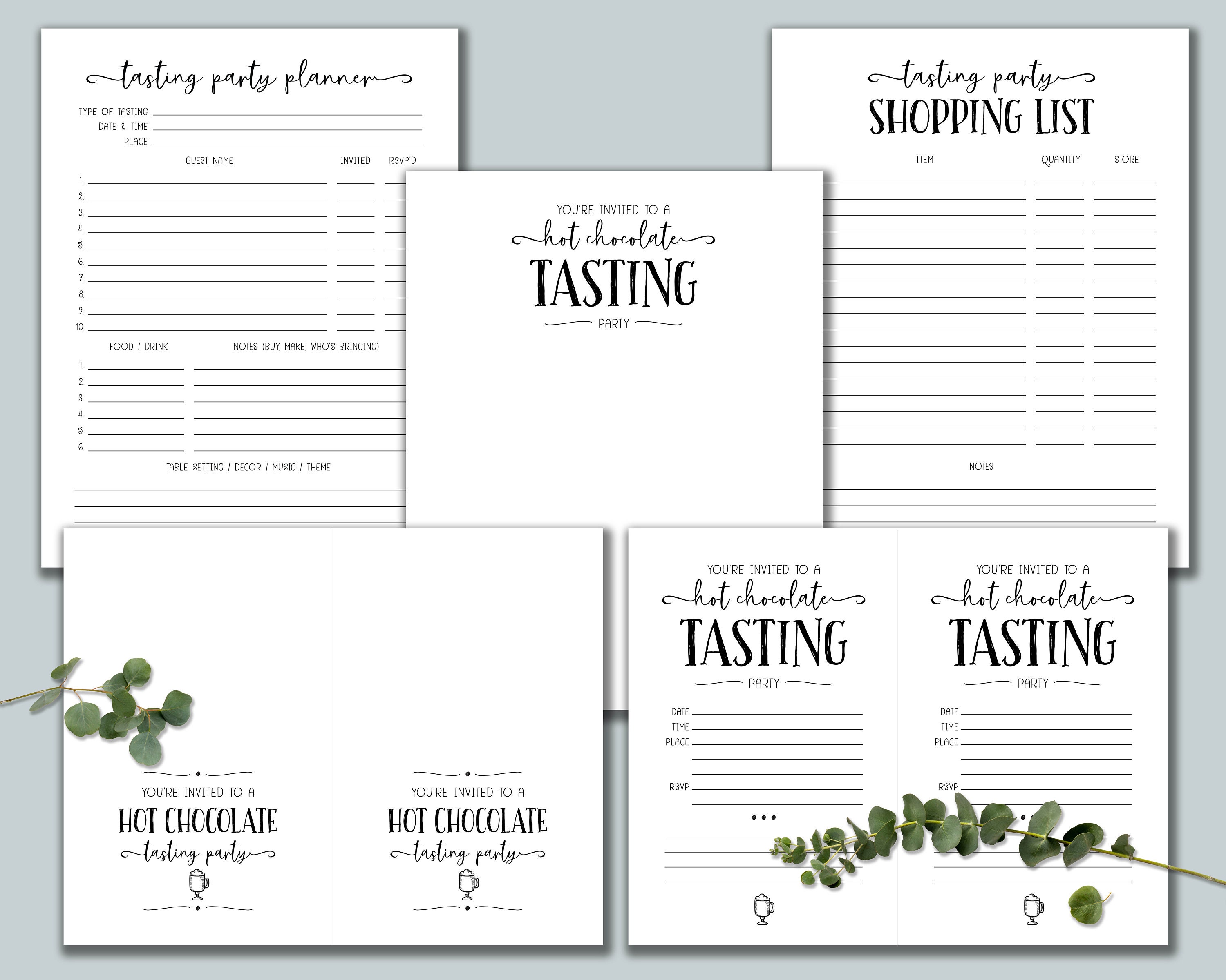 Hot Chocolate Tasting Party Kit. Instant Download Printable. - Etsy