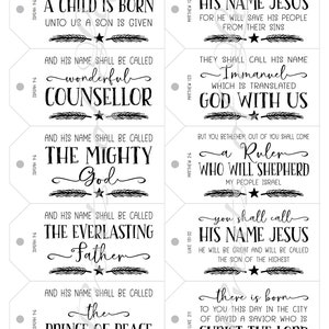 Names of Jesus. Christmas Gift Tags With Bible Verse. Instant Download ...