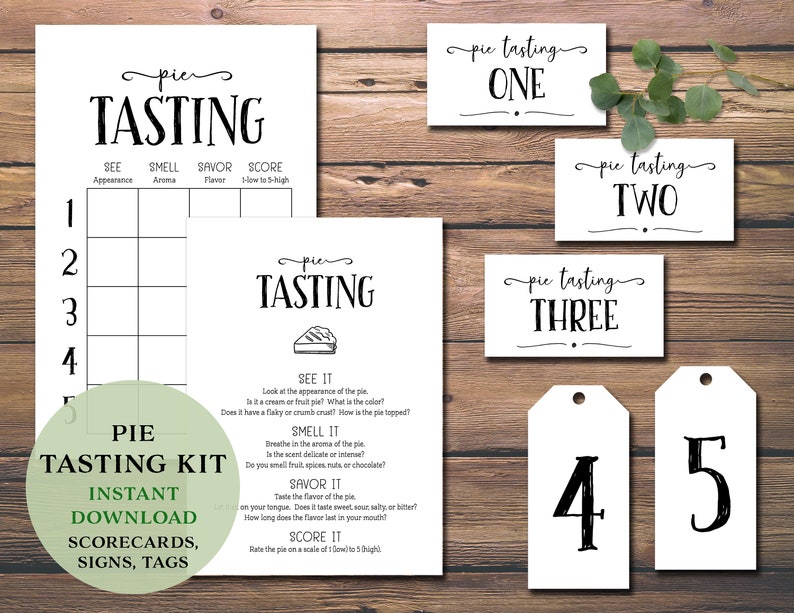 Pie Tasting Party Kit. Instant Download Printable. Score Card, Place ...