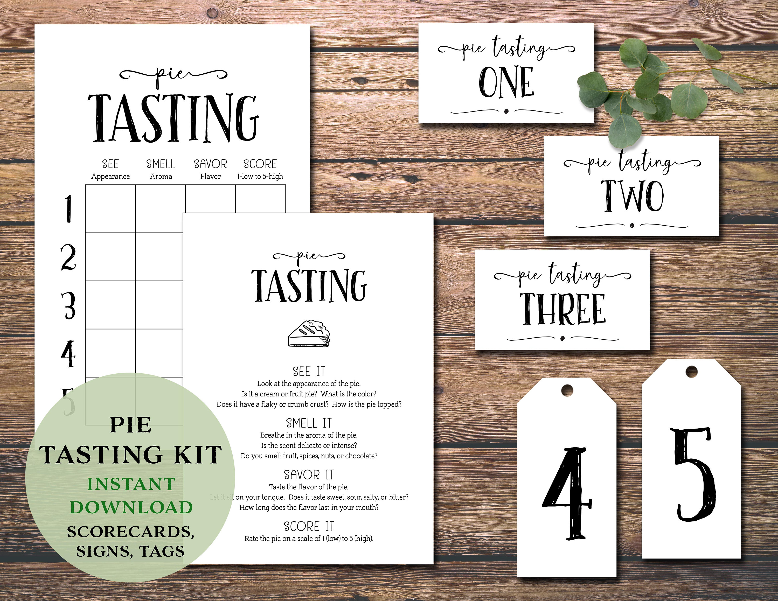 Pie Tasting Party Kit. Instant Download Printable. Score Card - Etsy ...
