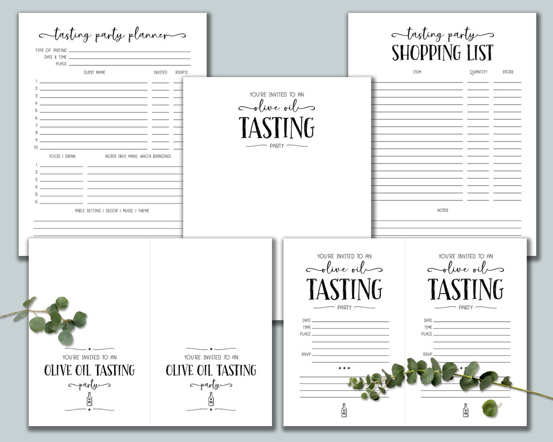 Olive Oil Tasting Party Kit. Instant Download Printable. Score - Etsy