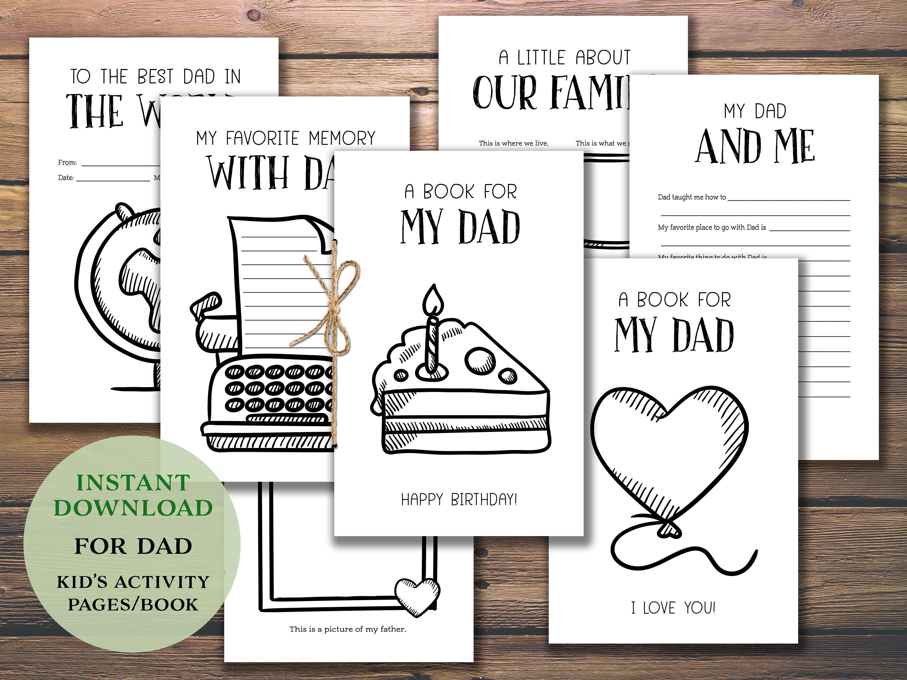 A Book for My Dad. Instant Download Printable. Father's - Etsy