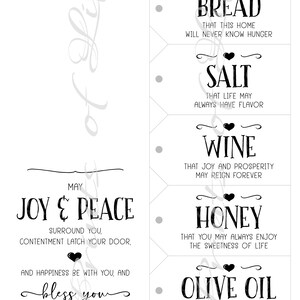 Bread Salt Wine Gift Tags & Card. Housewarming Basket Idea. Instant ...