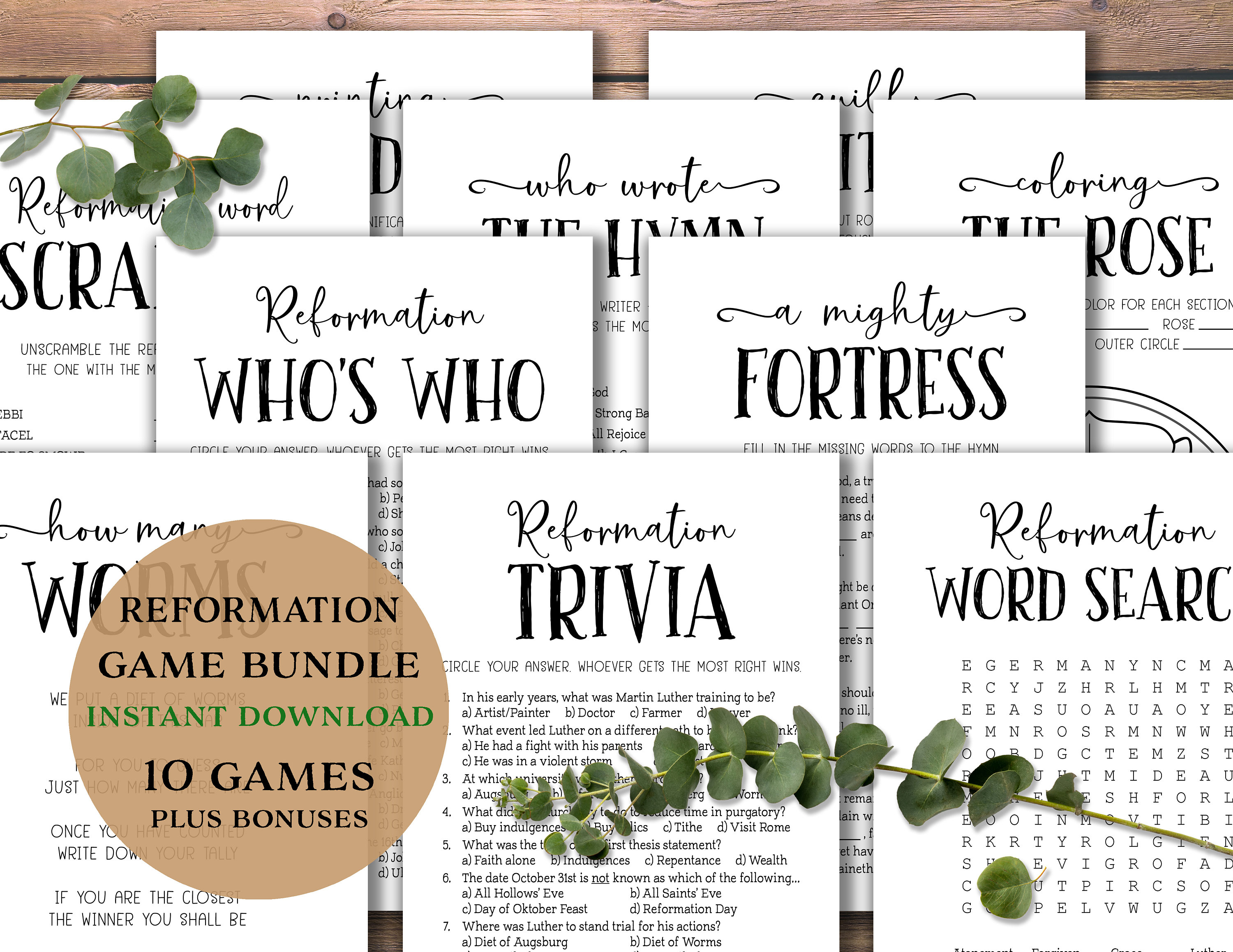 Reformation Games Bundle. Instant Download Printable. Holiday - Etsy