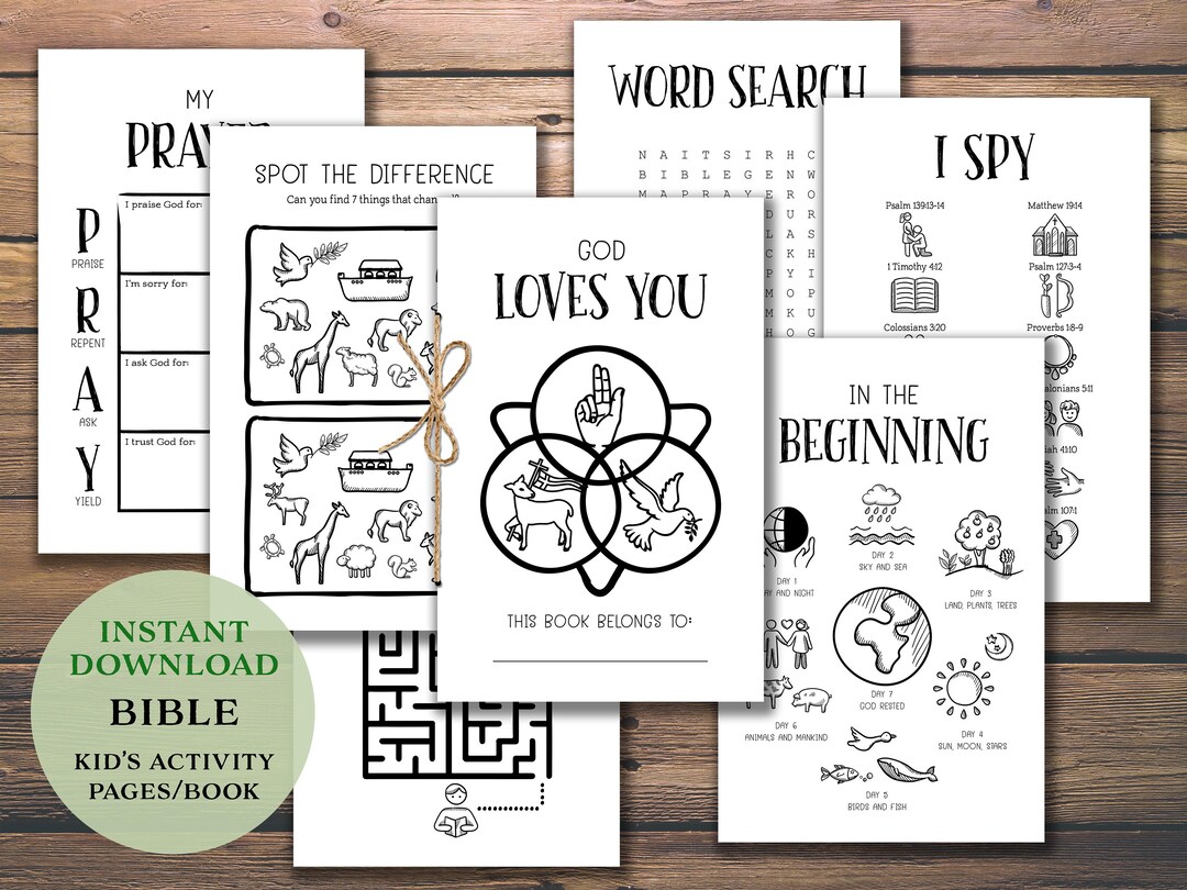 Christian Kid's Activity Book. Instant Download Printable. Bible Verse ...