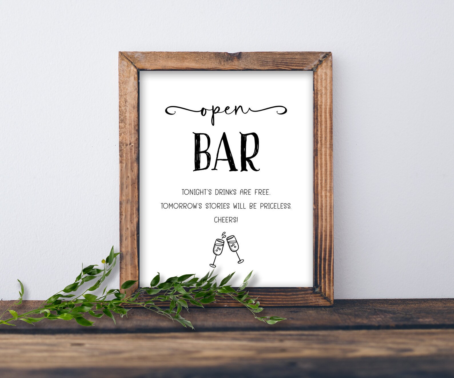 Open Bar Sign. Instant Download Printable. Rustic Wedding - Etsy