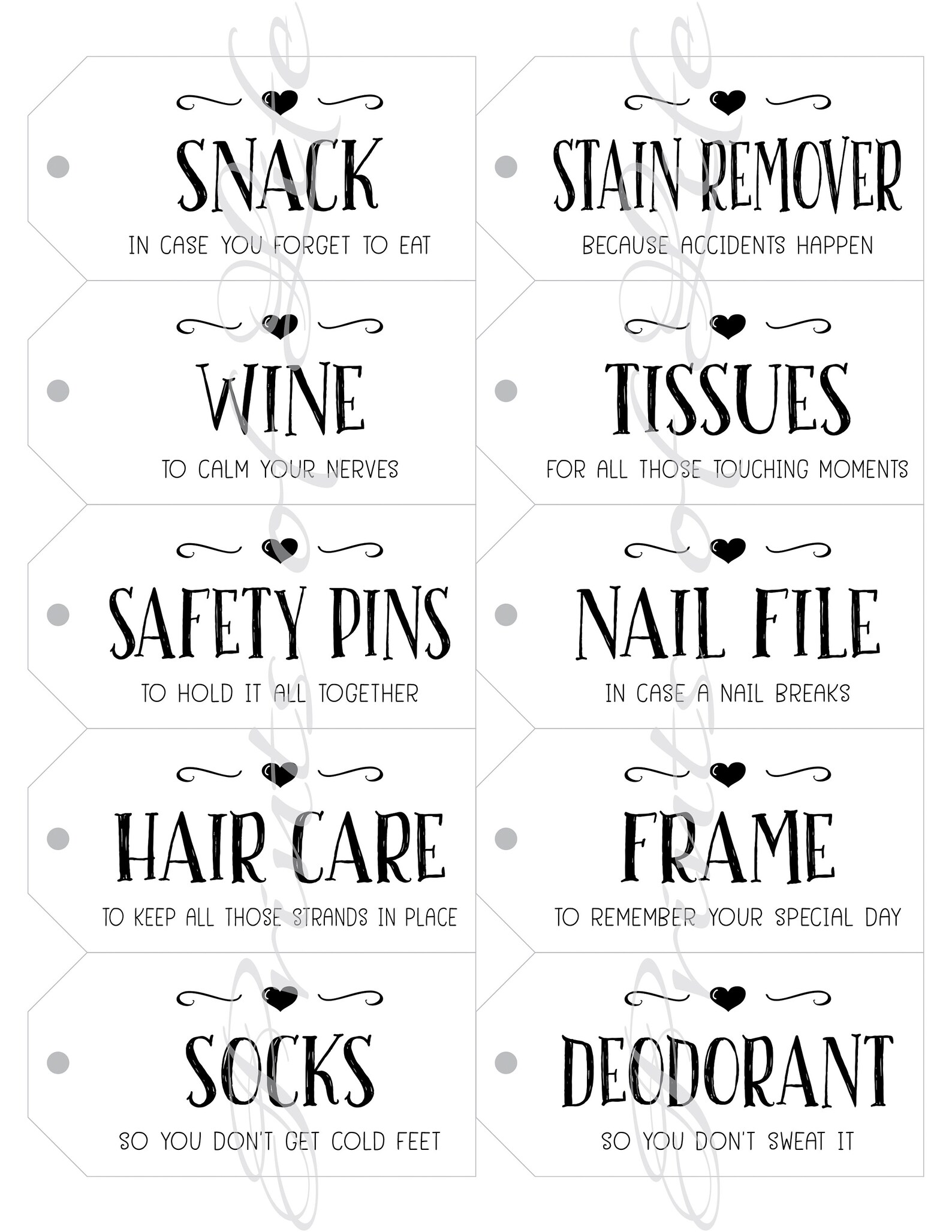 Bride Survival Kit Tags. Instant Download Printable. Gift Tag | Etsy