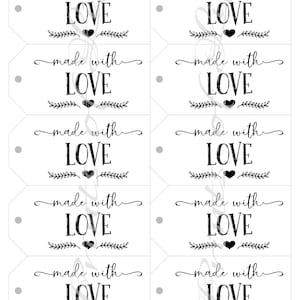 Made With Love Gift Tags. Instant Download Printable. Rustic Labels ...