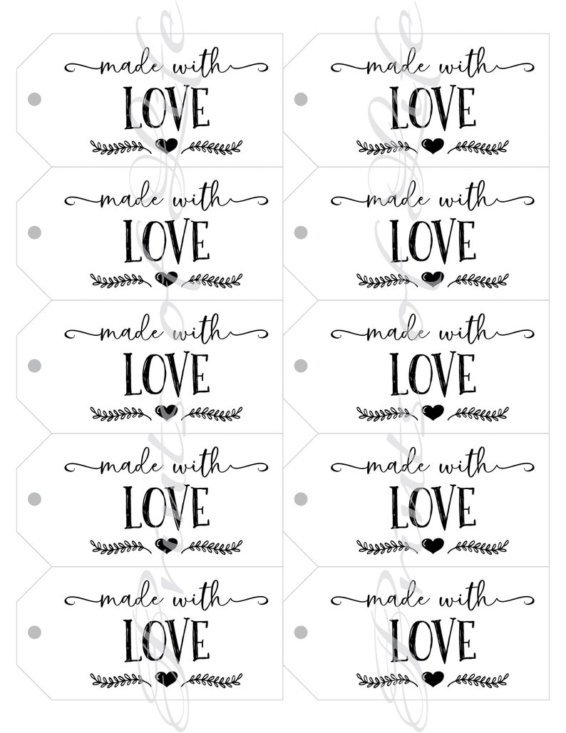Made With Love Gift Tags. Instant Download Printable. Rustic | Etsy