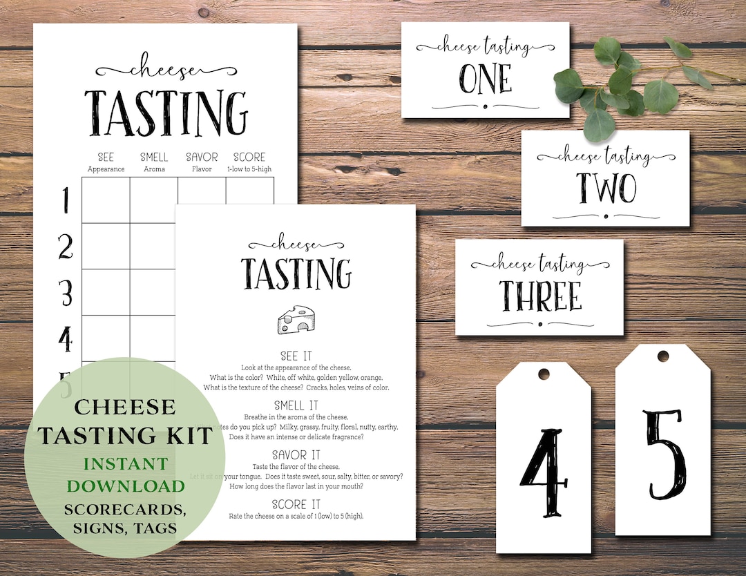 Cheese Tasting Party Kit. Instant Download Printable. Score Card, Place ...