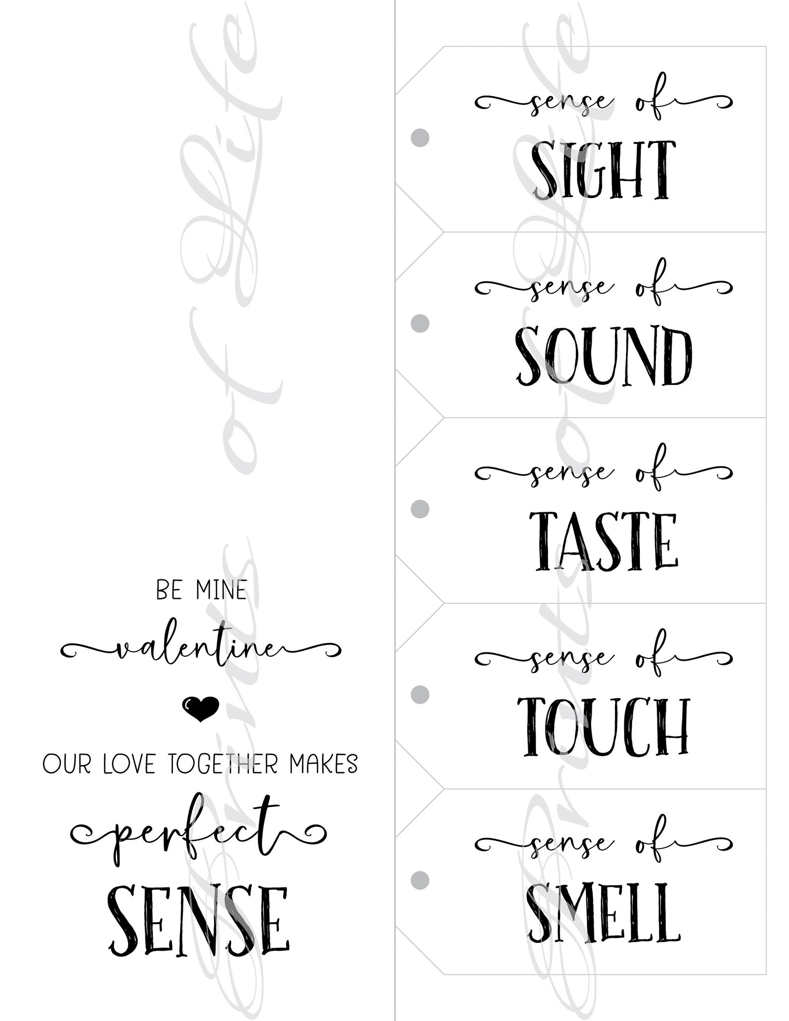 Five Senses Gift Tags & Card. 5 Senses - Valentine's Day Gift. Instant ...