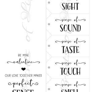 Five Senses Gift Tags & Card. 5 Senses - Valentine's Day Gift. Instant ...