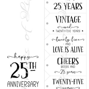 25th Anniversary Card & Gift Tags. Instant Download Printable. Big 25 ...