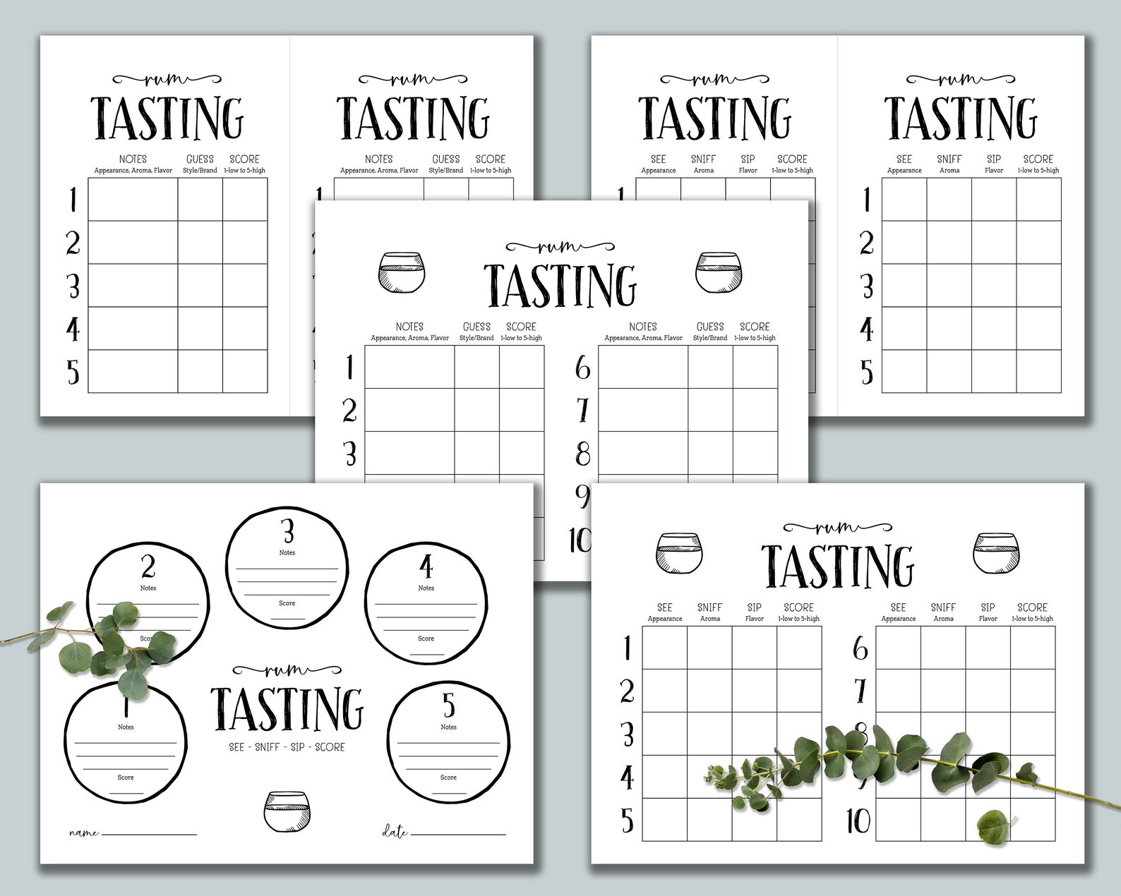 Rum Tasting Party Kit. Instant Download Printable. Scorecard, Placemat ...