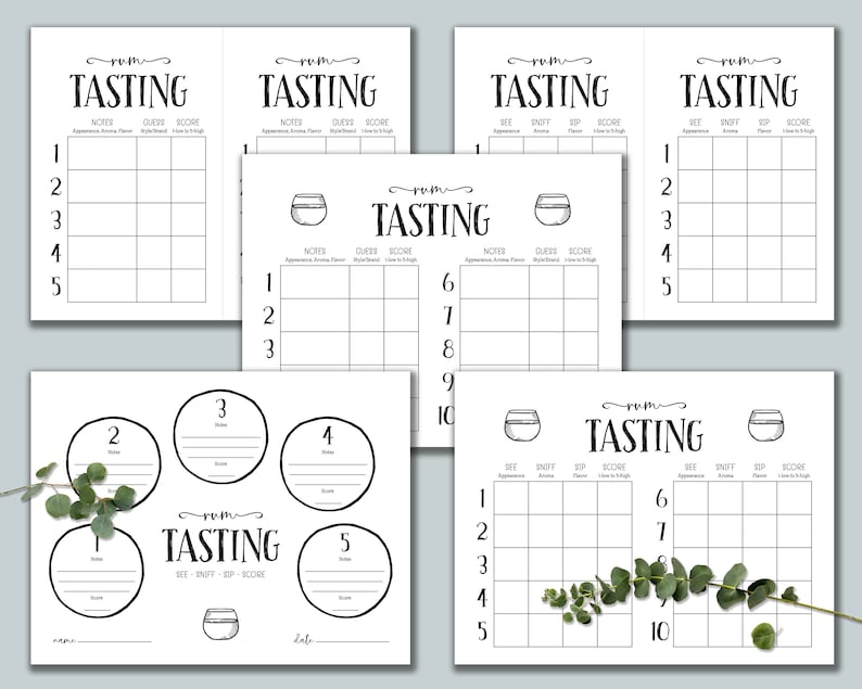 Rum Tasting Party Kit. Instant Download Printable. Scorecard | Etsy
