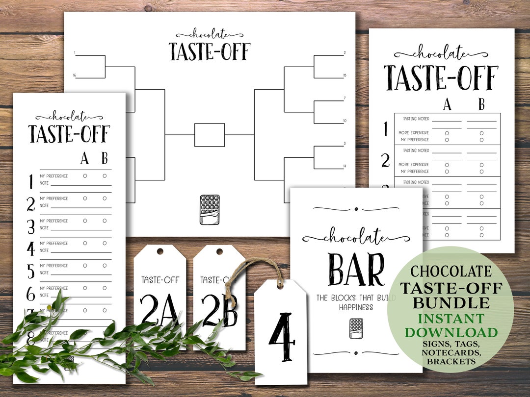 Chocolate Taste-off Party Kit. Instant Download Printable. Note Cards ...