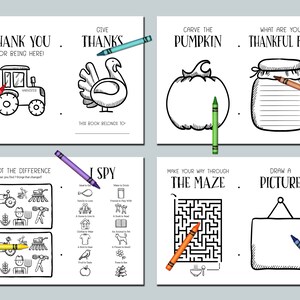Kid's Thanksgiving Activity Book. Instant Download Printable. Children ...