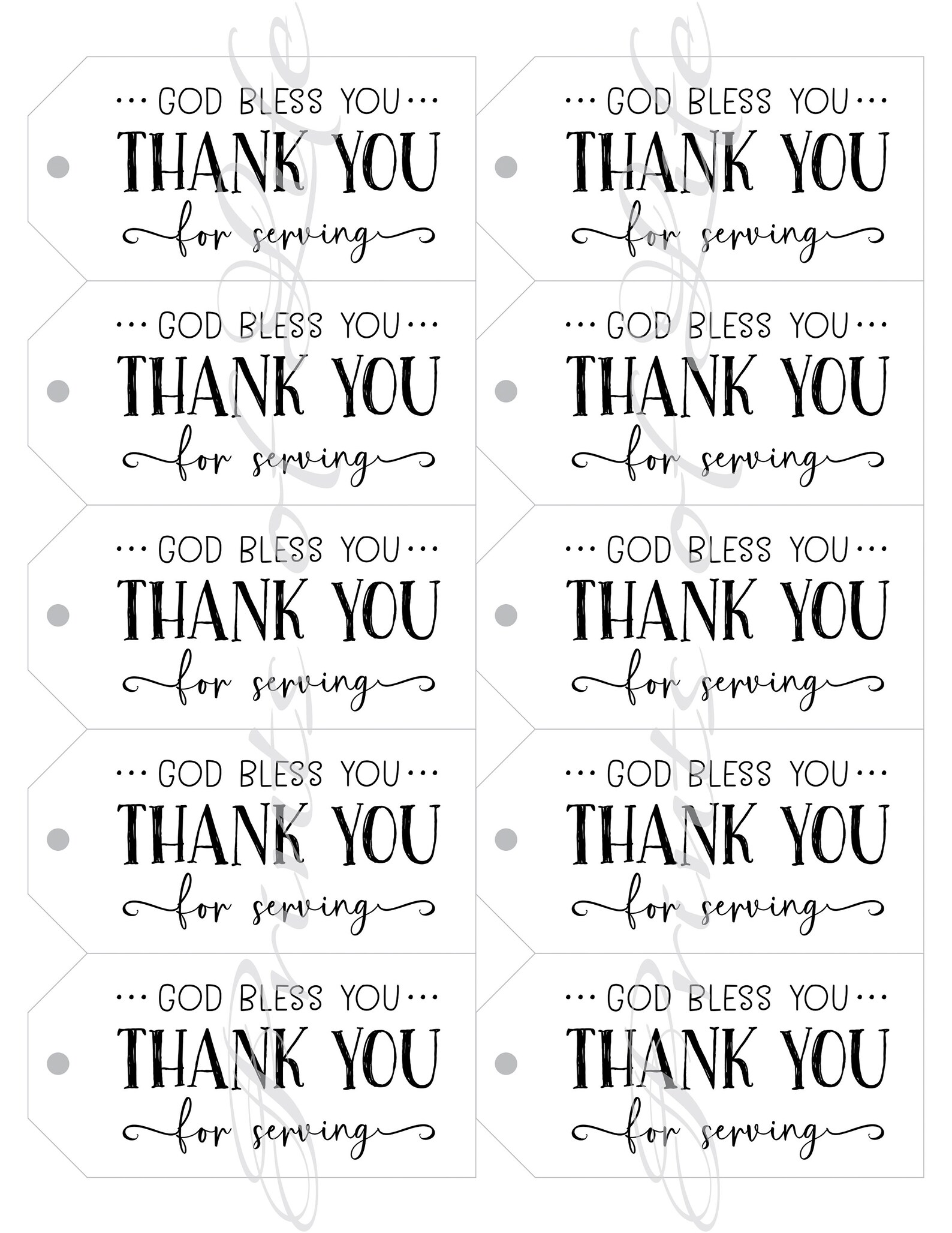 Service Patriotic Gift Tags. Instant Download Printable. Thank - Etsy