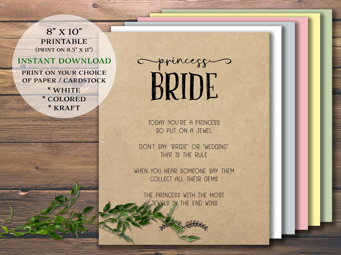 Princess Bride. Bridal Shower Game. Instant Download - Etsy