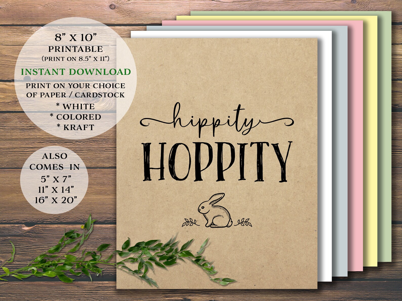 Hippity Hoppity. Instant Download Printable. Easter Wall Art. - Etsy