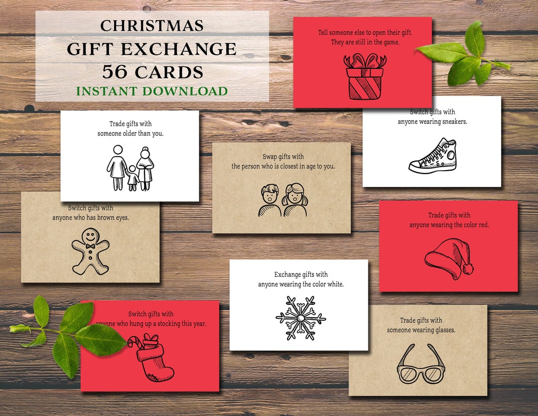 Christmas Gift Exchange Cards. Instant Download Printable. Christmas ...