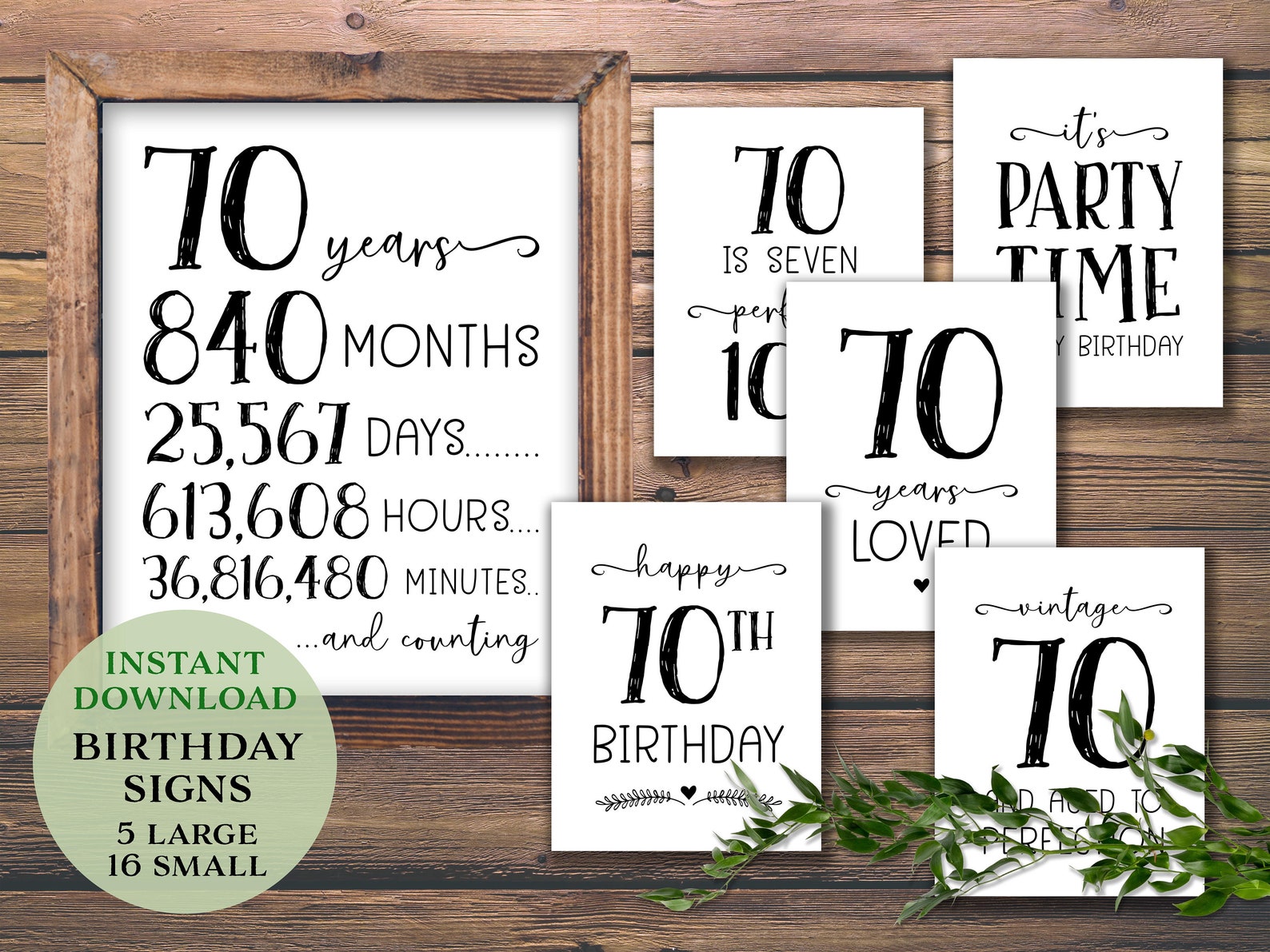 70th Birthday. Sign Bundle. Instant Download Printable. Cheers to 70 ...