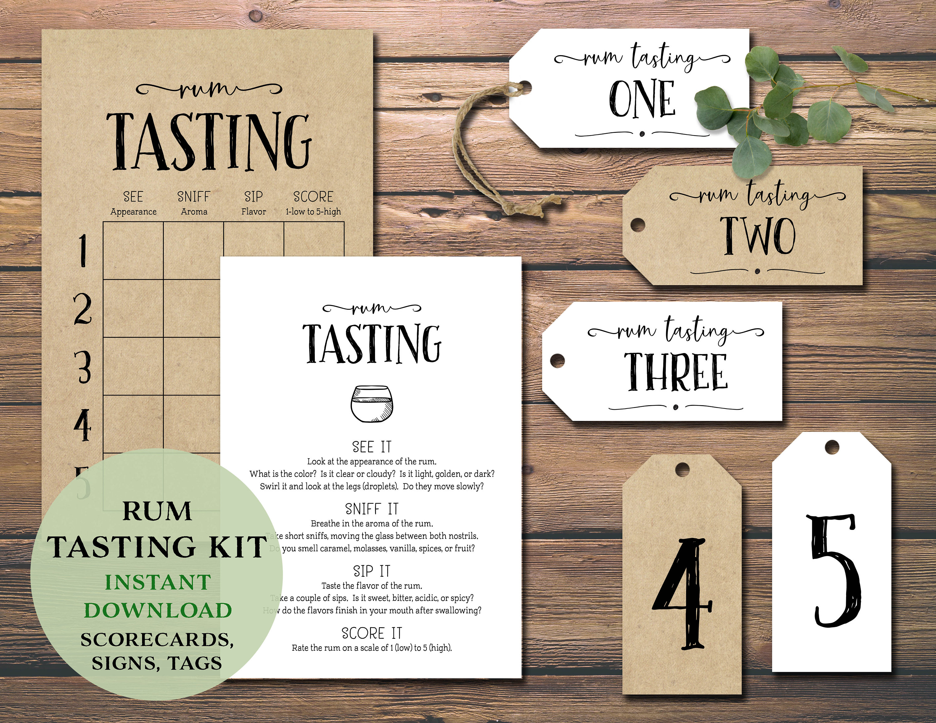 Rum Tasting Party Kit. Instant Download Printable. Scorecard - Etsy UK