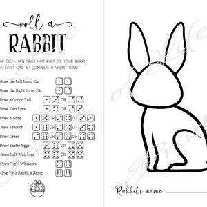 Roll a Rabbit Dice Game. Instant Download Printable. Easter Coloring ...