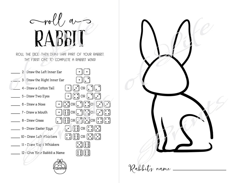 Roll a Rabbit Dice Game. Instant Download Printable. Easter - Etsy