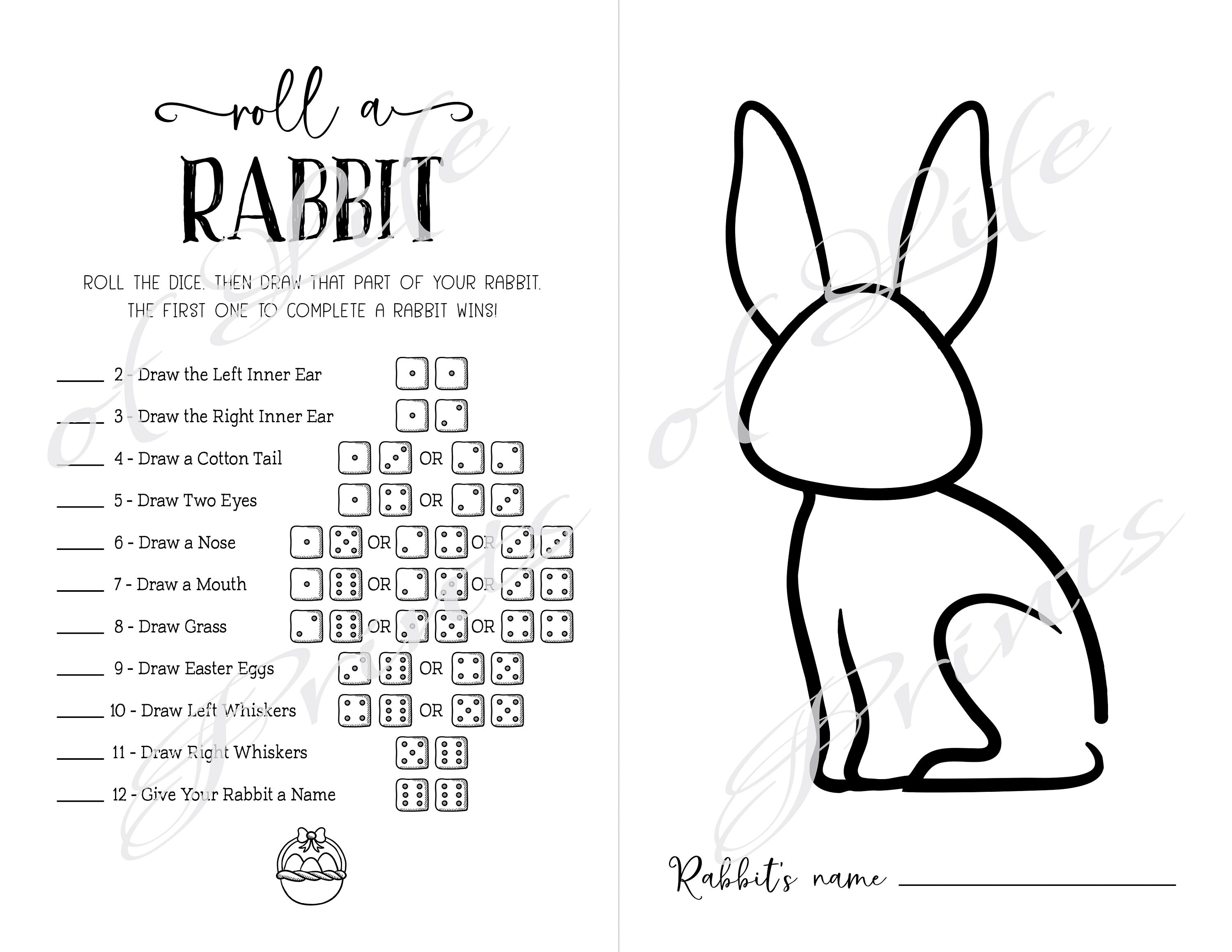 Roll a Rabbit Dice Game. Instant Download Printable. Easter - Etsy
