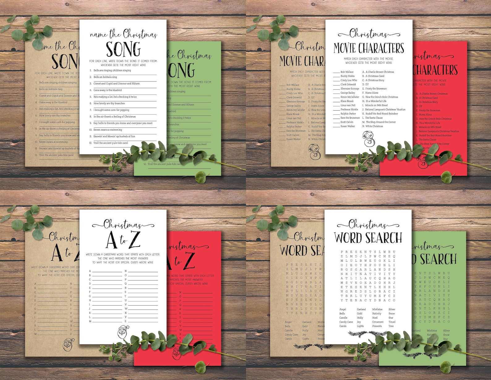 Christmas Games Bundle. Instant Download Printable. Holiday Party Pack ...