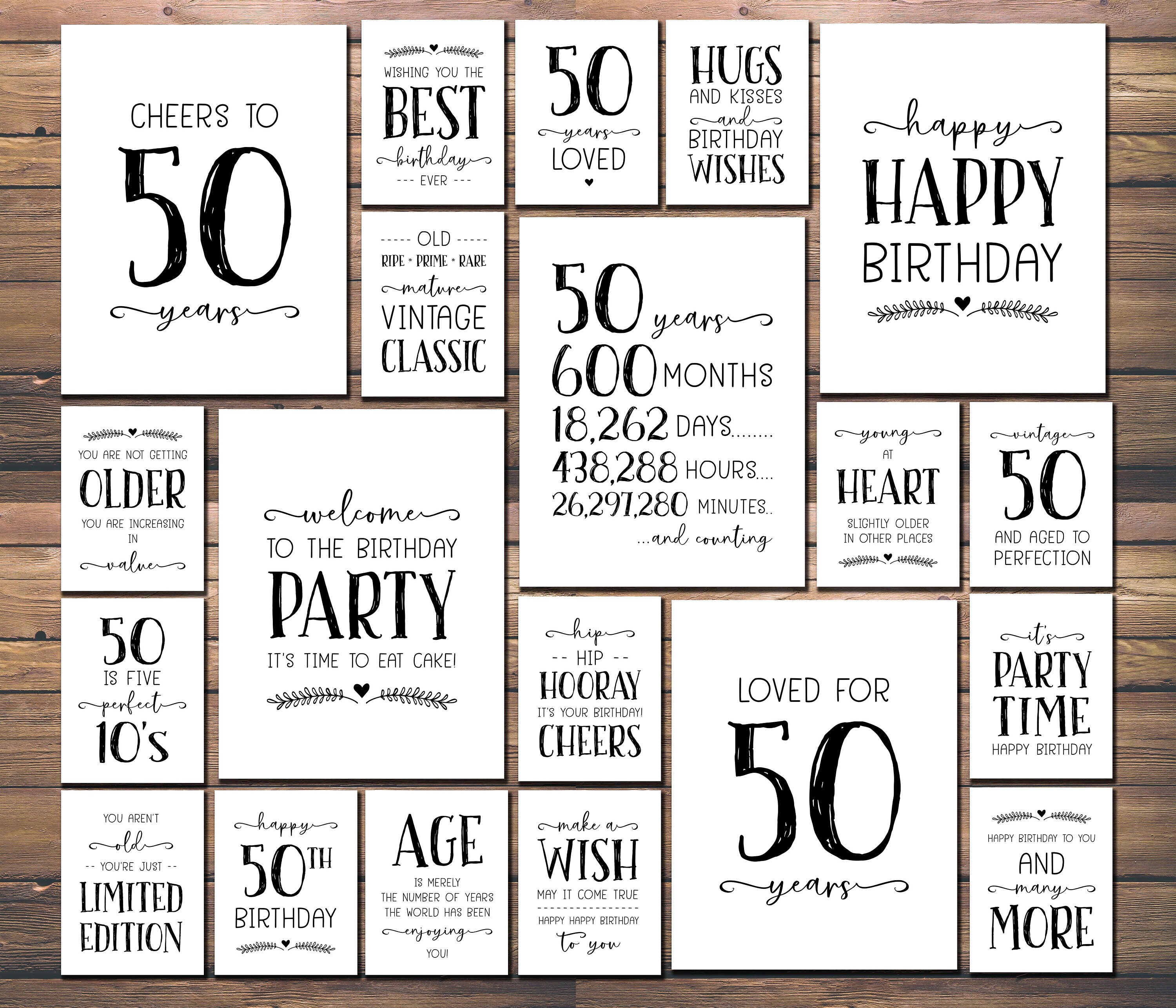 50th Birthday. Sign Bundle. Instant Download Printable. Cheers to 50 ...