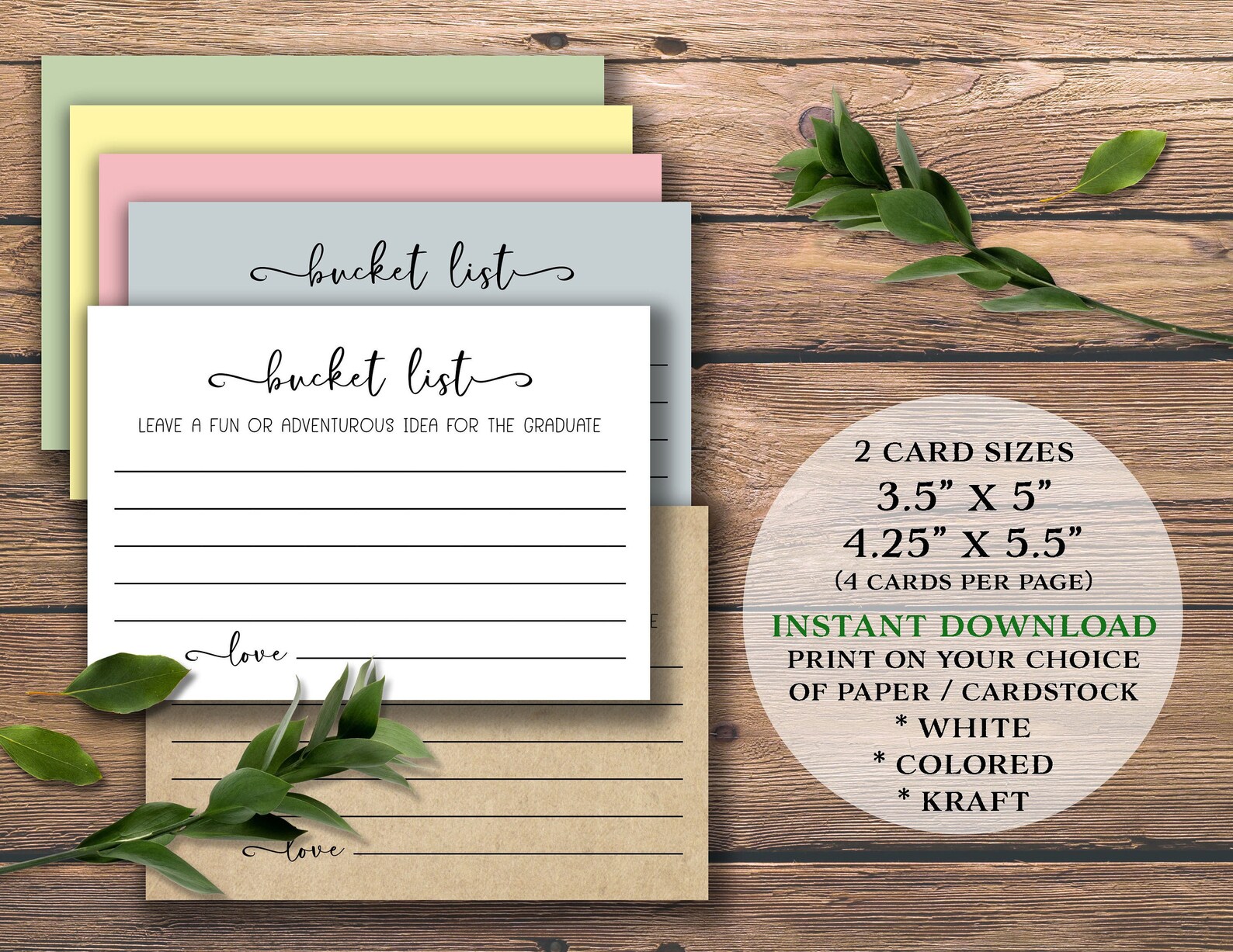 Bucket List Cards for Graduate. Instant Download Printable. | Etsy
