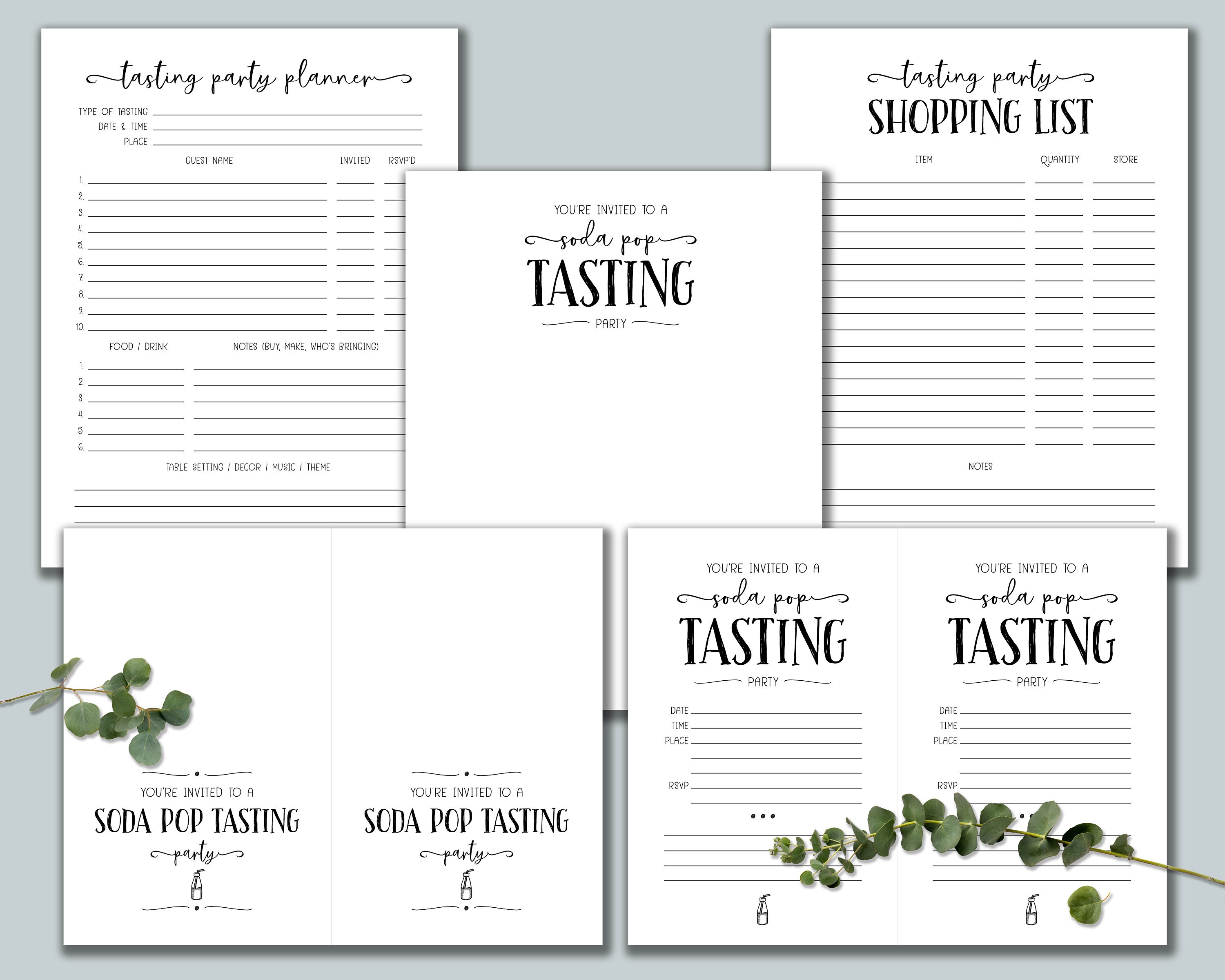 Soda Pop Tasting Party Kit. Instant Download Printable. Score - Etsy