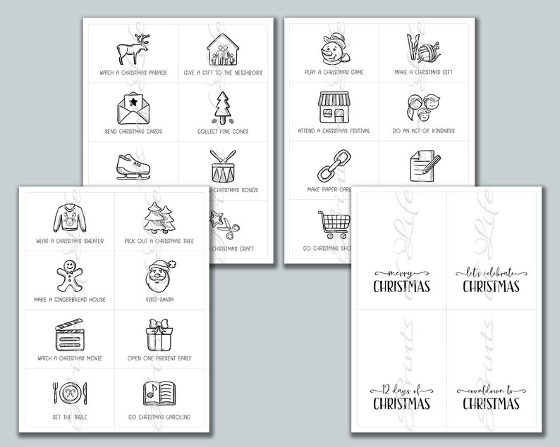 Christmas Activity Cards. Instant Download Printable. Kids | Etsy