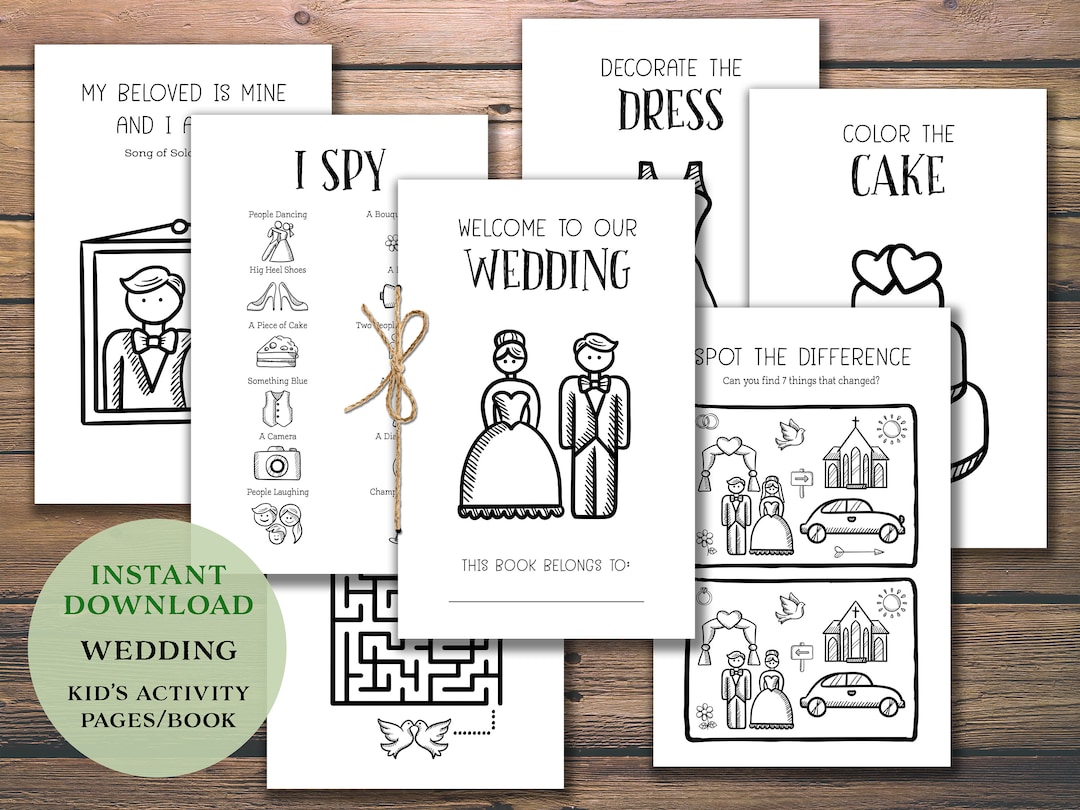Wedding Kids Activity Book. Coloring Book. Instant Download Printable ...
