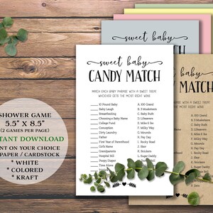 Baby Shower Game. Sweet Baby Candy Match. Instant Download Printable ...