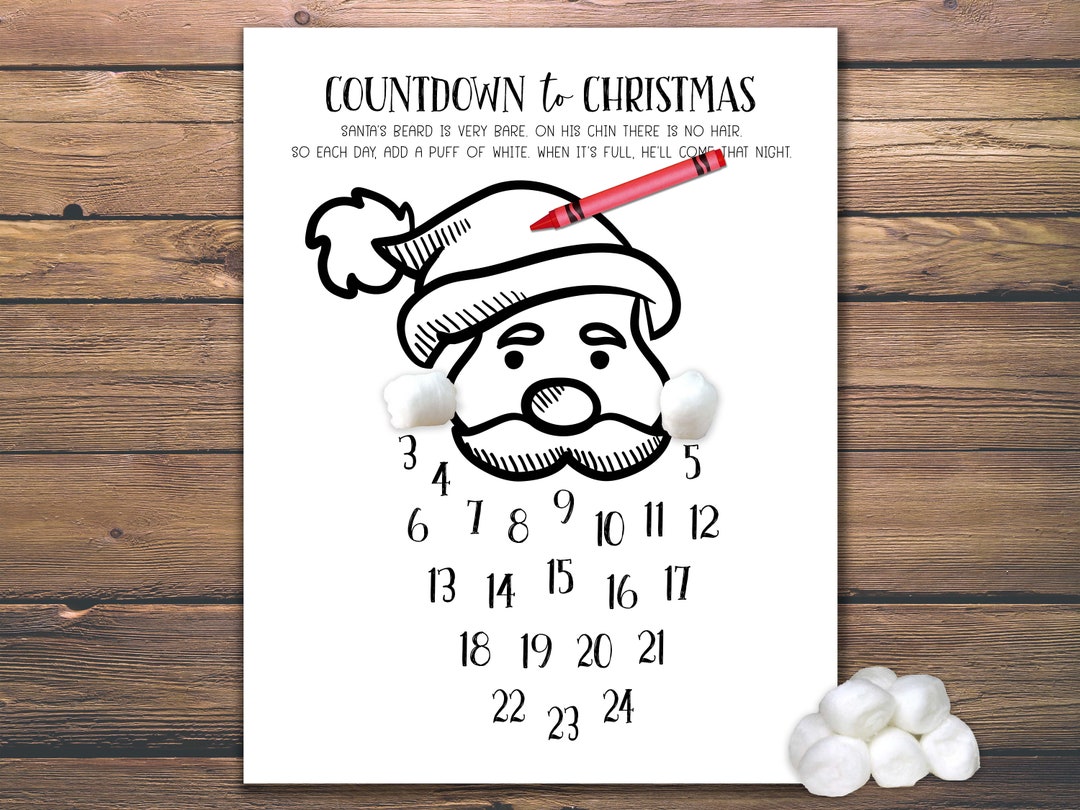 Santa Christmas Countdown. Instant Download Printable. Christmas Game ...