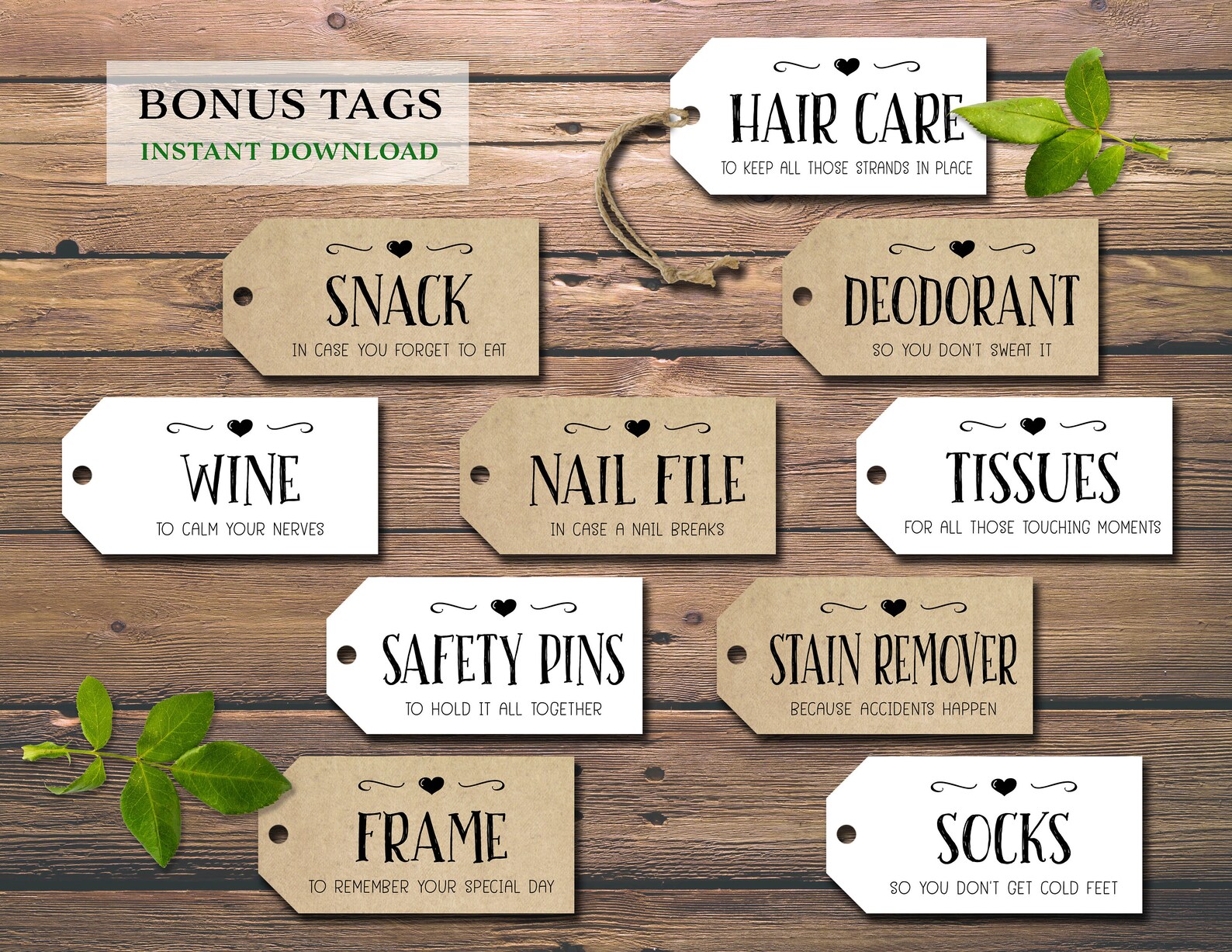 Bride Survival Kit Tags. Instant Download Printable. Gift Tag | Etsy