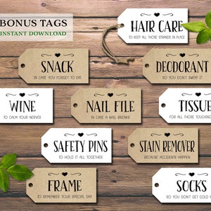 Bride Survival Kit Tags. Instant Download Printable. Gift Tag and Card ...