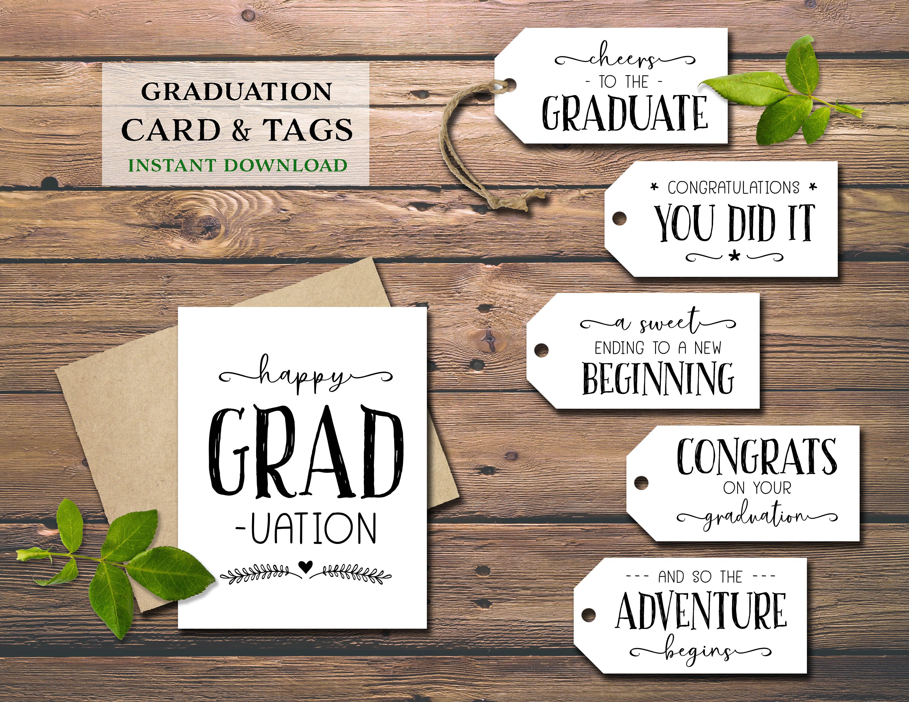Graduation Card & Gift Tags. Instant Download Printable. - Etsy