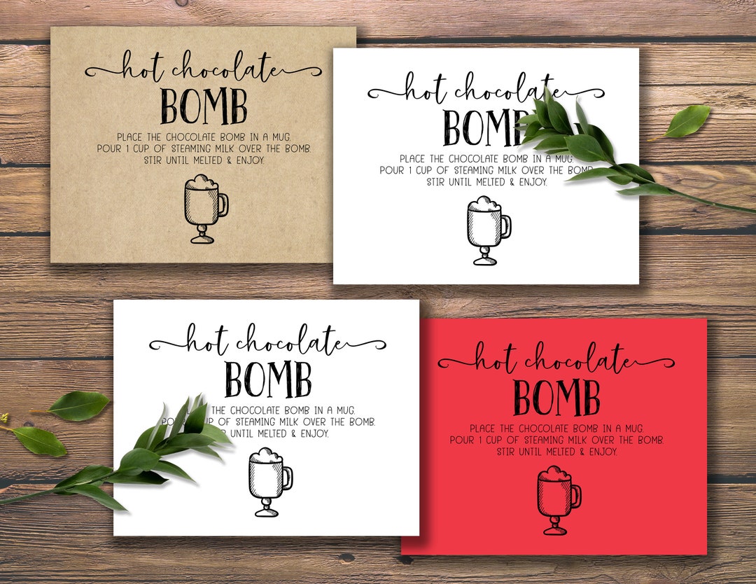 Chocolate Bomb Cards. Hot Cocoa Bomb Tags. Instant Download Printable ...