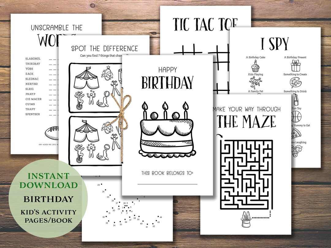 Kid's Birthday Party Activity Book. Coloring Book. Instant Download ...