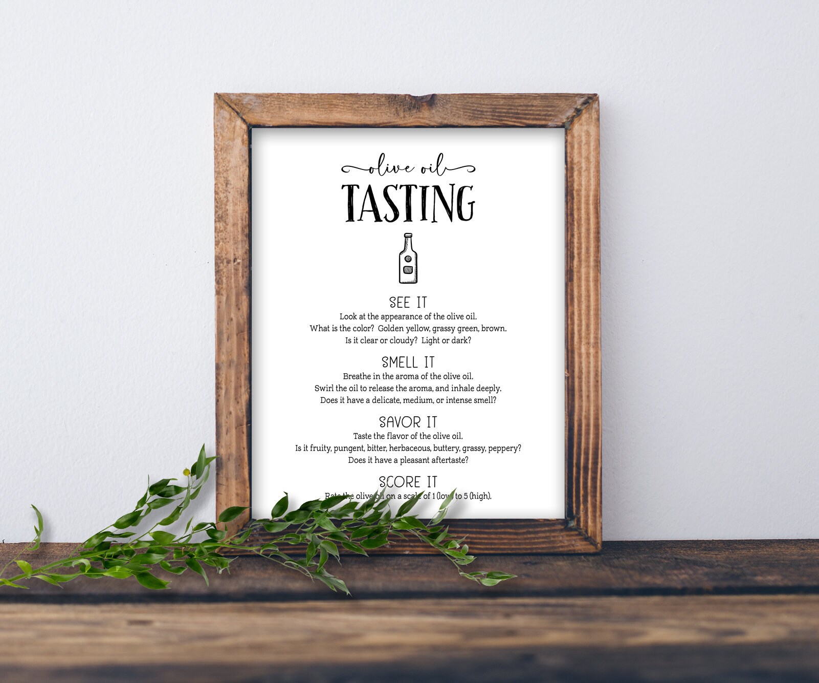 Olive Oil Tasting Party Kit. Instant Download Printable. Score - Etsy