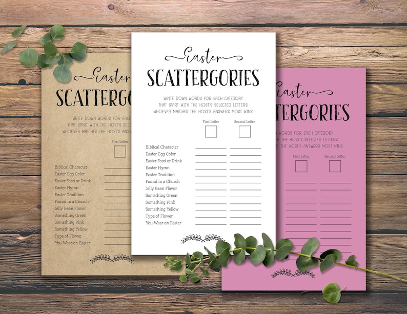 Easter Scattergories Game. Instant Download Printable. Family, Church ...